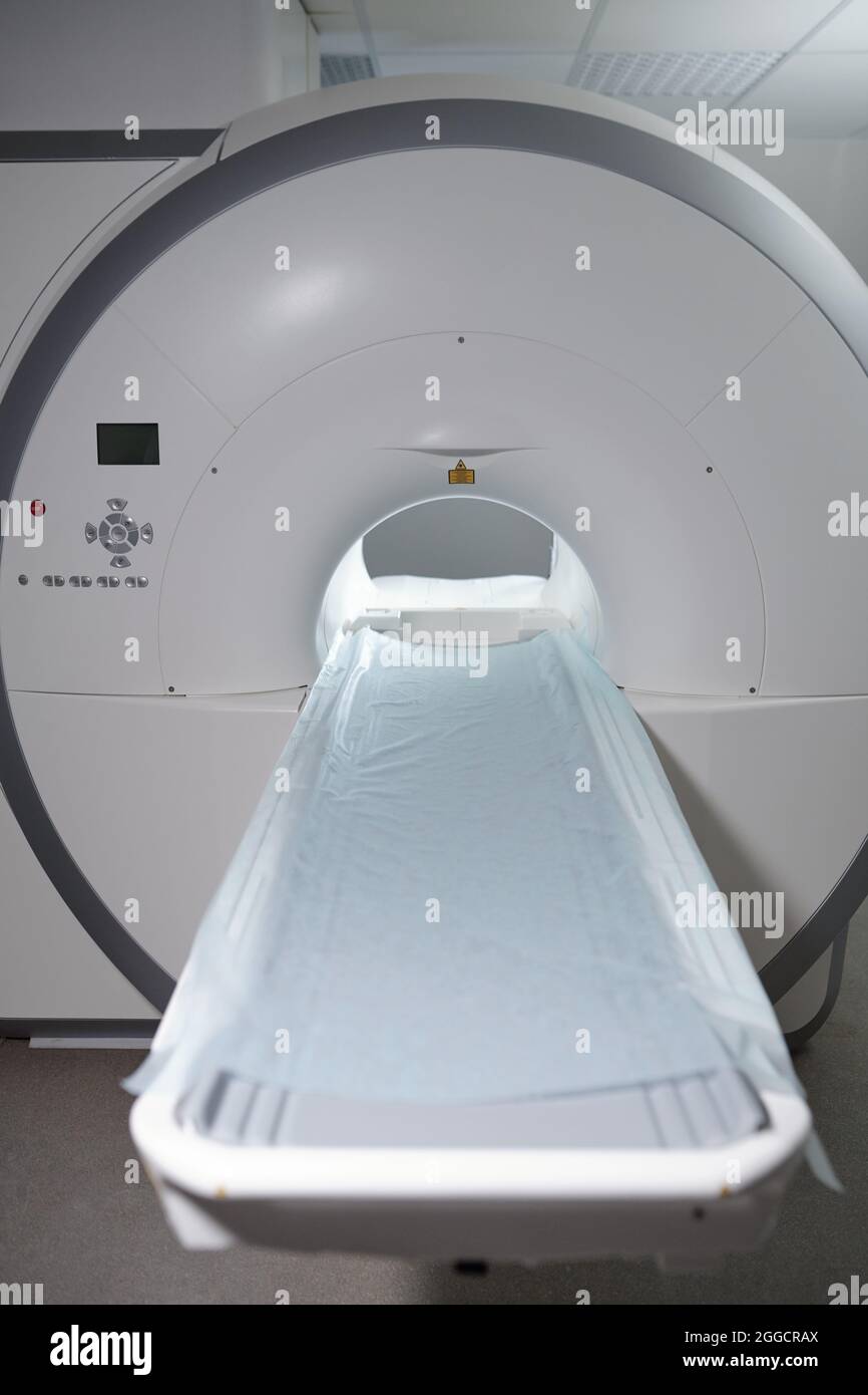 Modern mri scan equipment in clinics or hospital with long table in ...