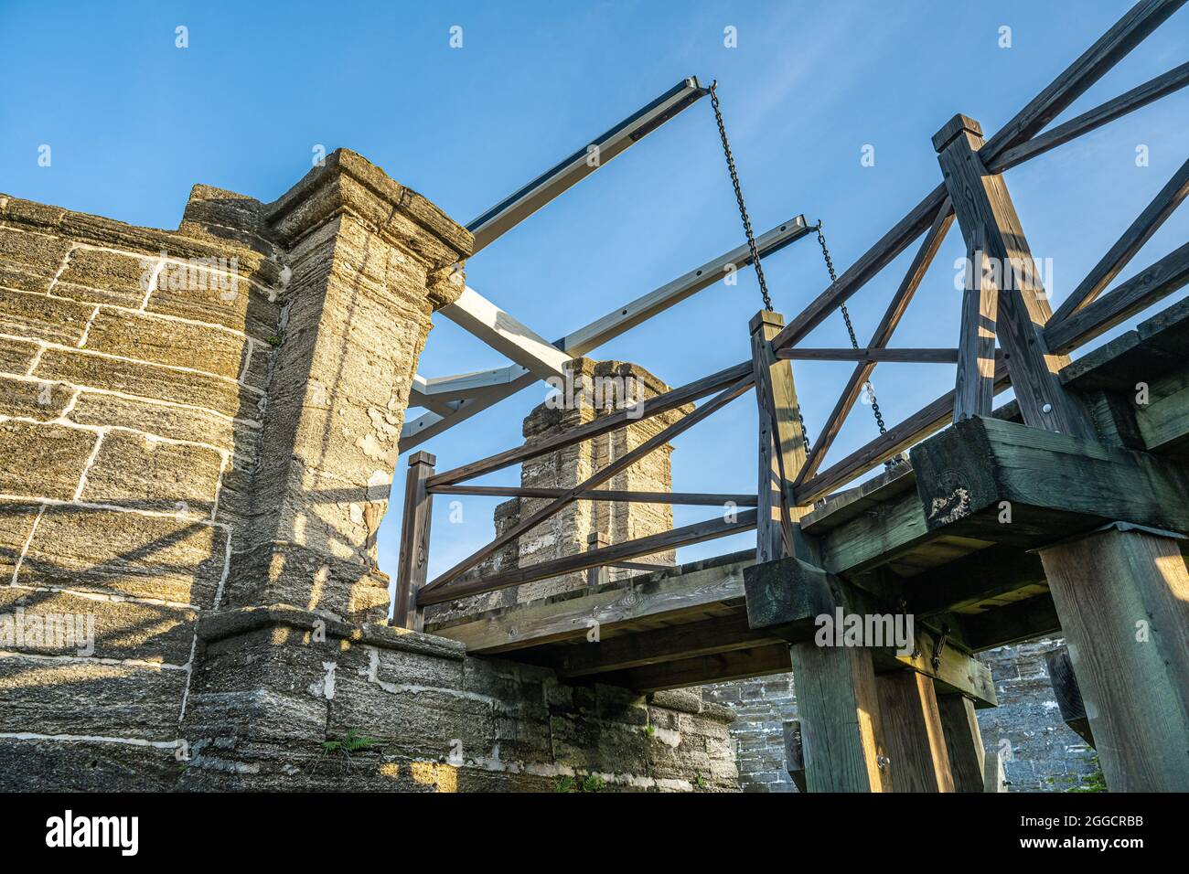 Wooden drawbridge onto the ravelin at Castillo de San Marcos in St ...