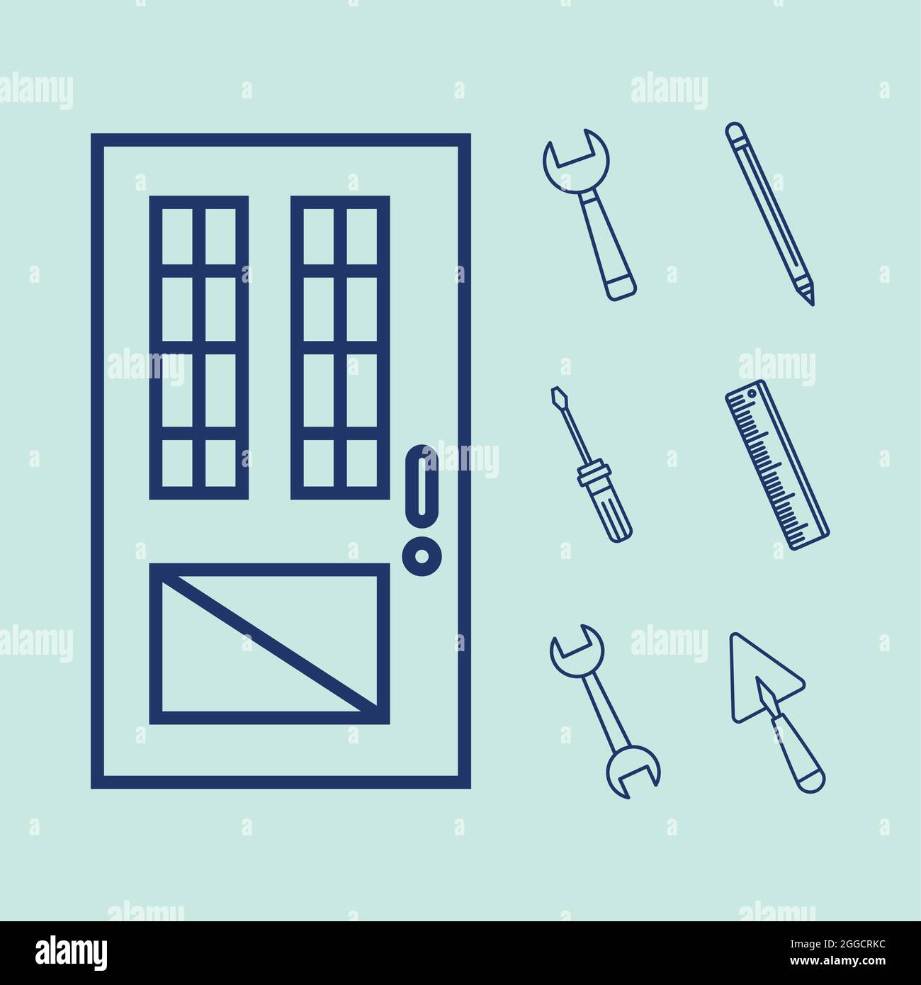 Door with renovation icon set Stock Vector Image & Art - Alamy