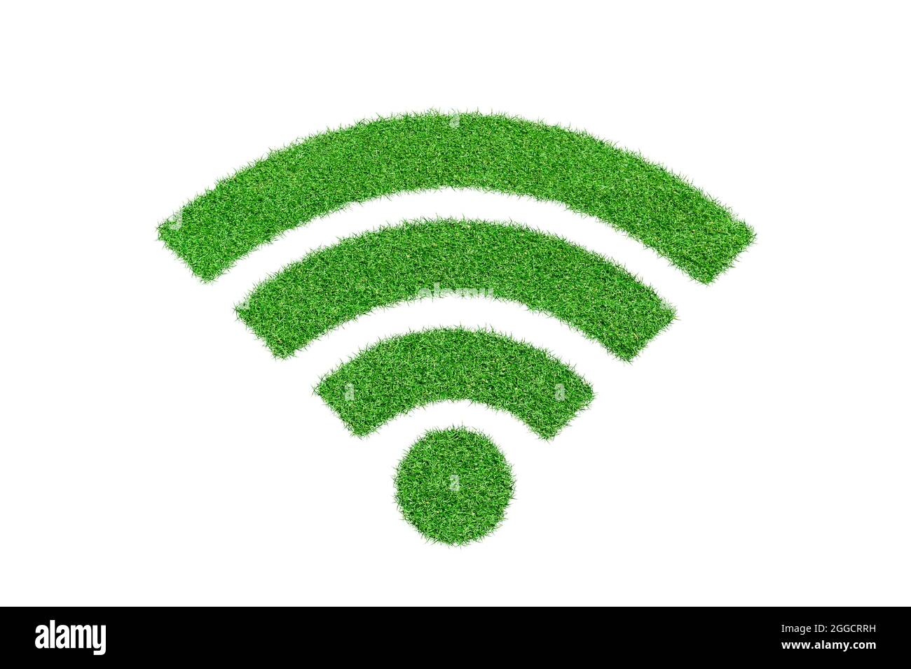 Wi-fi icon covered of green grass isolated on white background Stock ...