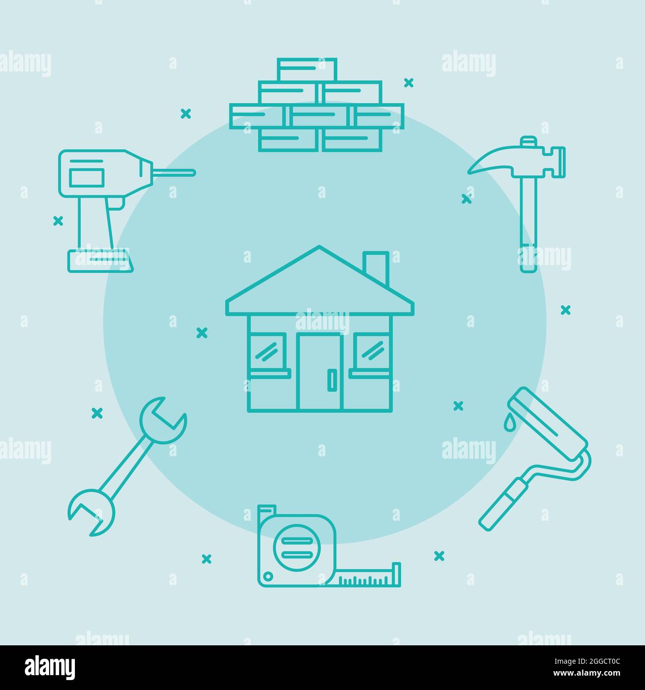 House with renovation symbol set Stock Vector Image & Art - Alamy