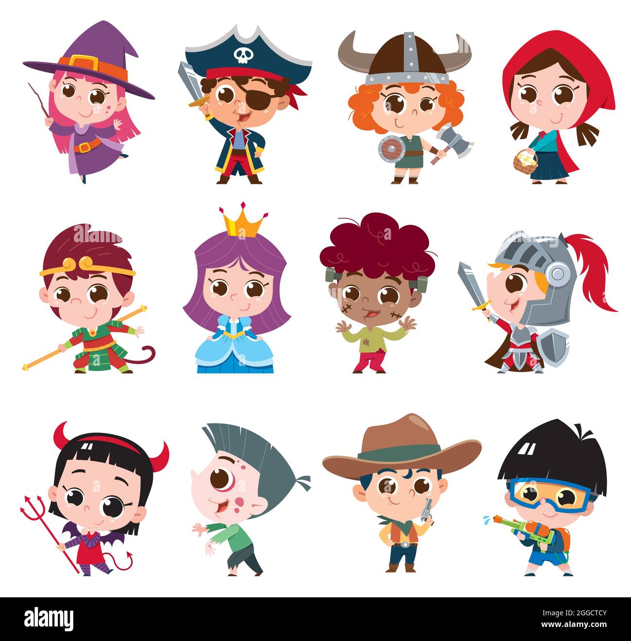 Vector illustration of Cartoon kids character. Kids collection Stock ...