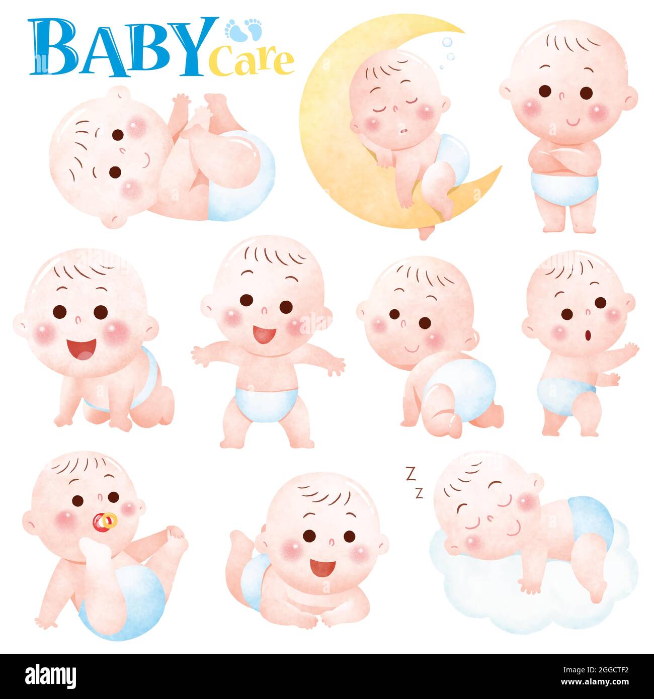 Watercolor Baby Care Illustration – Adorable Baby Activities and ...