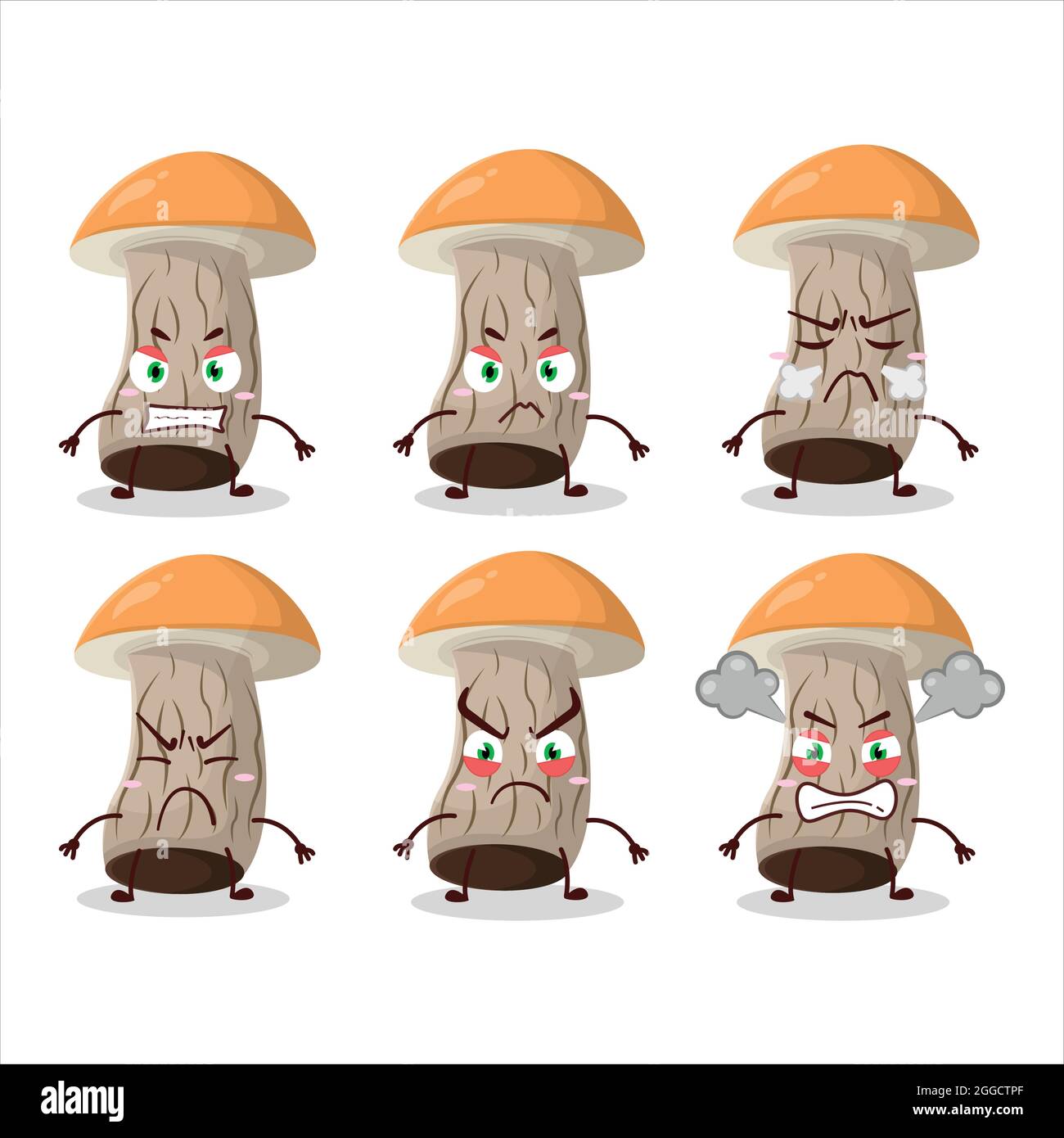 Scaber stalk cartoon character with various angry expressions. Vector ...