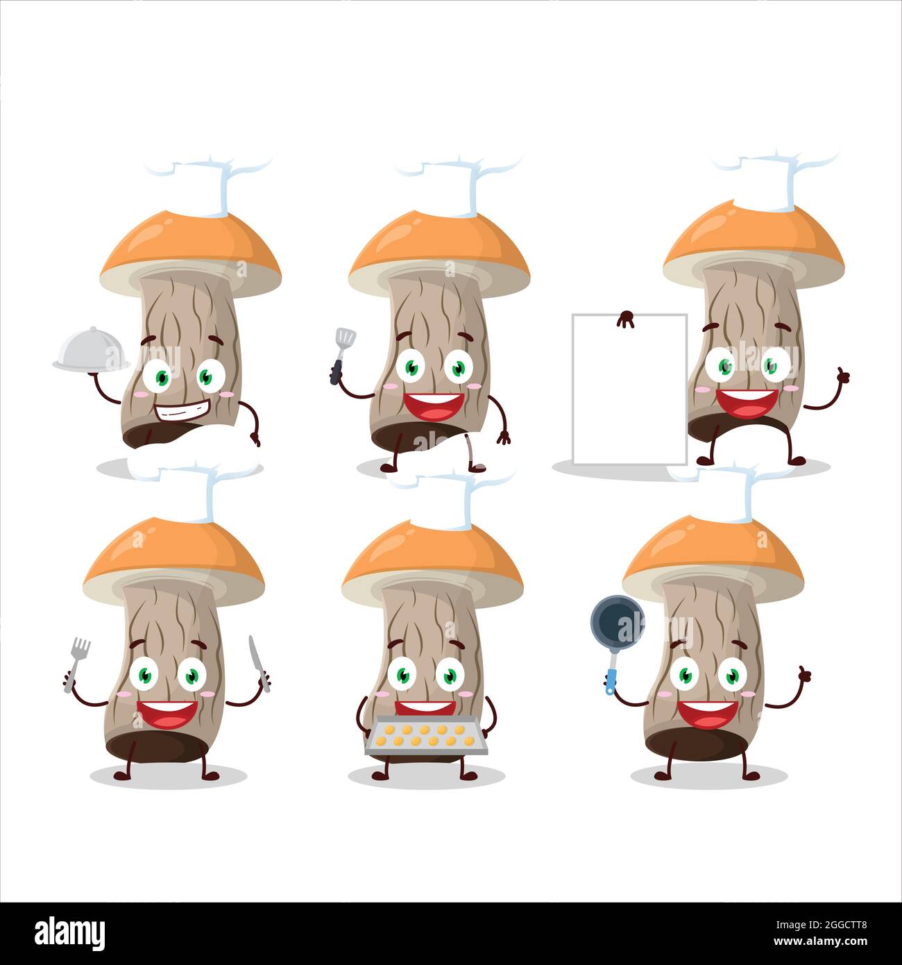 Cartoon character of scaber stalk with various chef emoticons. Vector ...