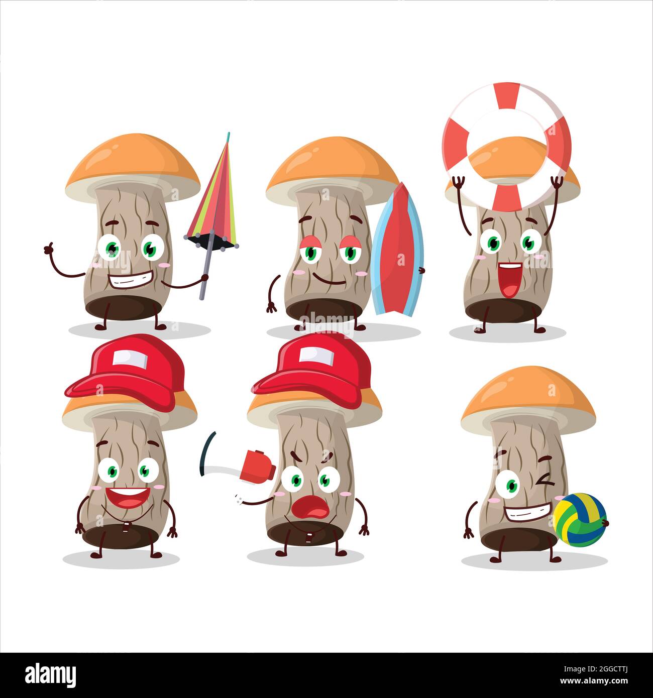 Happy Face scaber stalk cartoon character playing on a beach. Vector ...