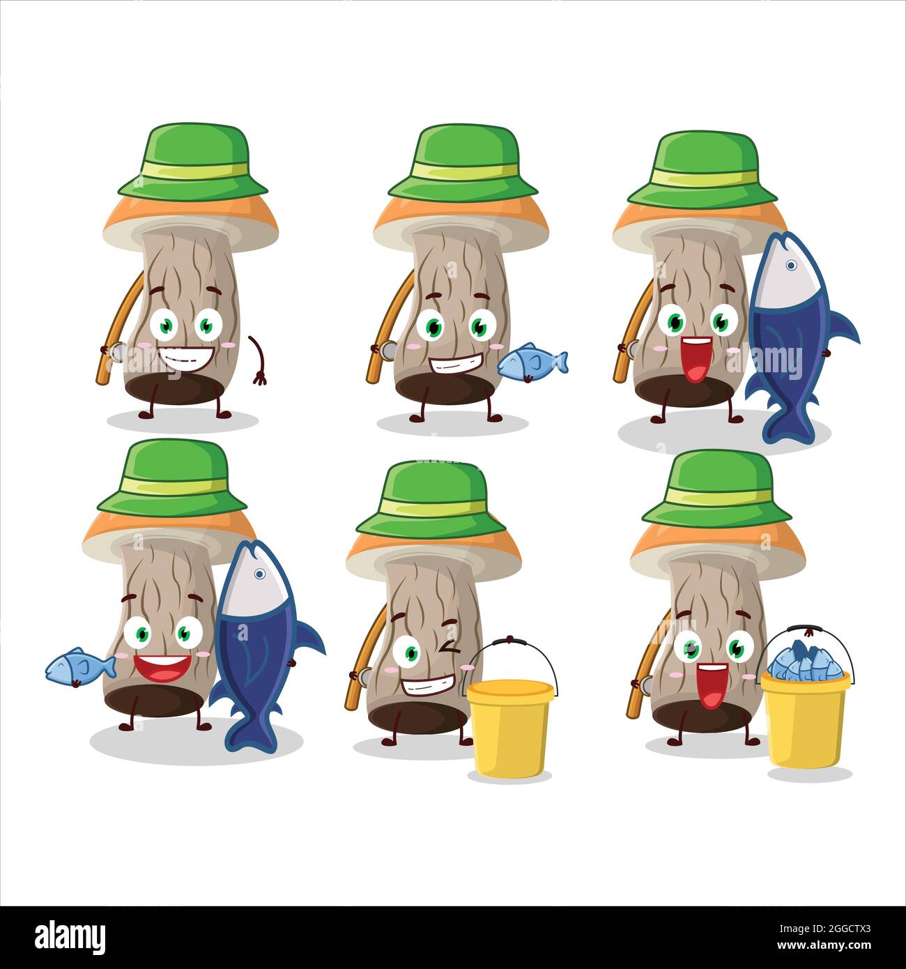 A fisherman scaber stalk cartoon picture catch a big fish. Vector ...