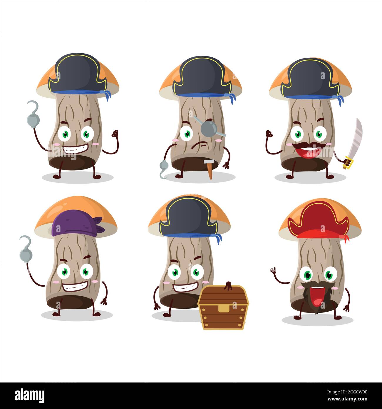 Cartoon character of scaber stalk with various pirates emoticons ...