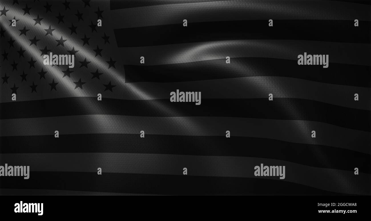 All black American Flag, All black USA flag with waving folds, close up ...