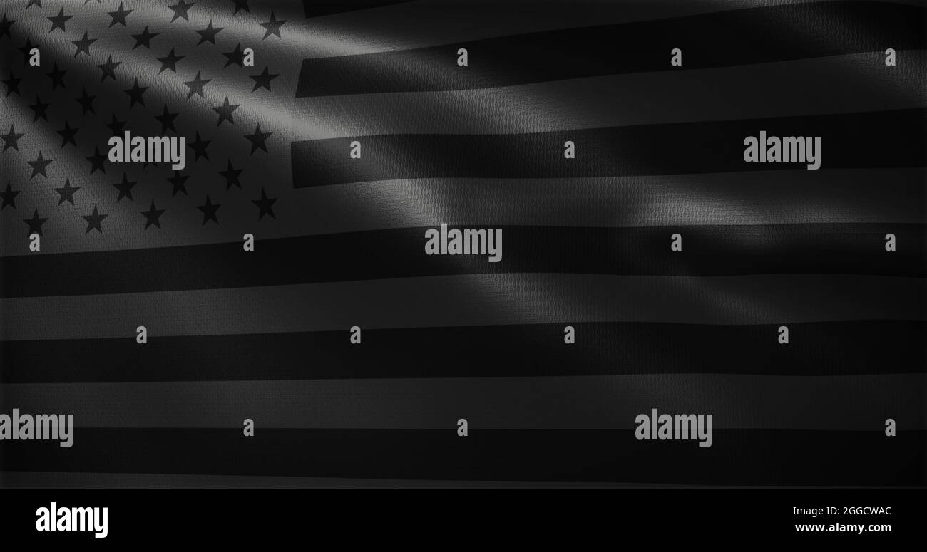 All black American Flag, All black USA flag with waving folds, close up ...