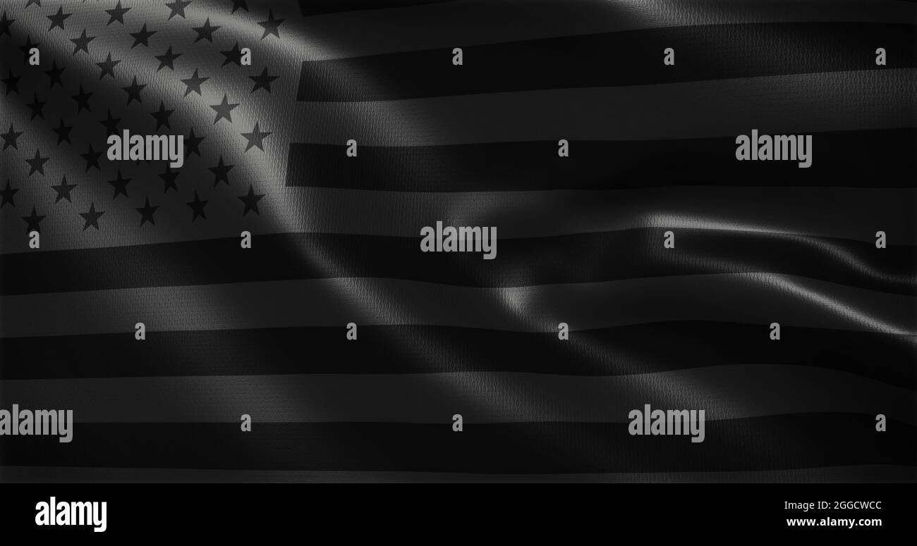 All black American Flag, All black USA flag with waving folds, close up ...