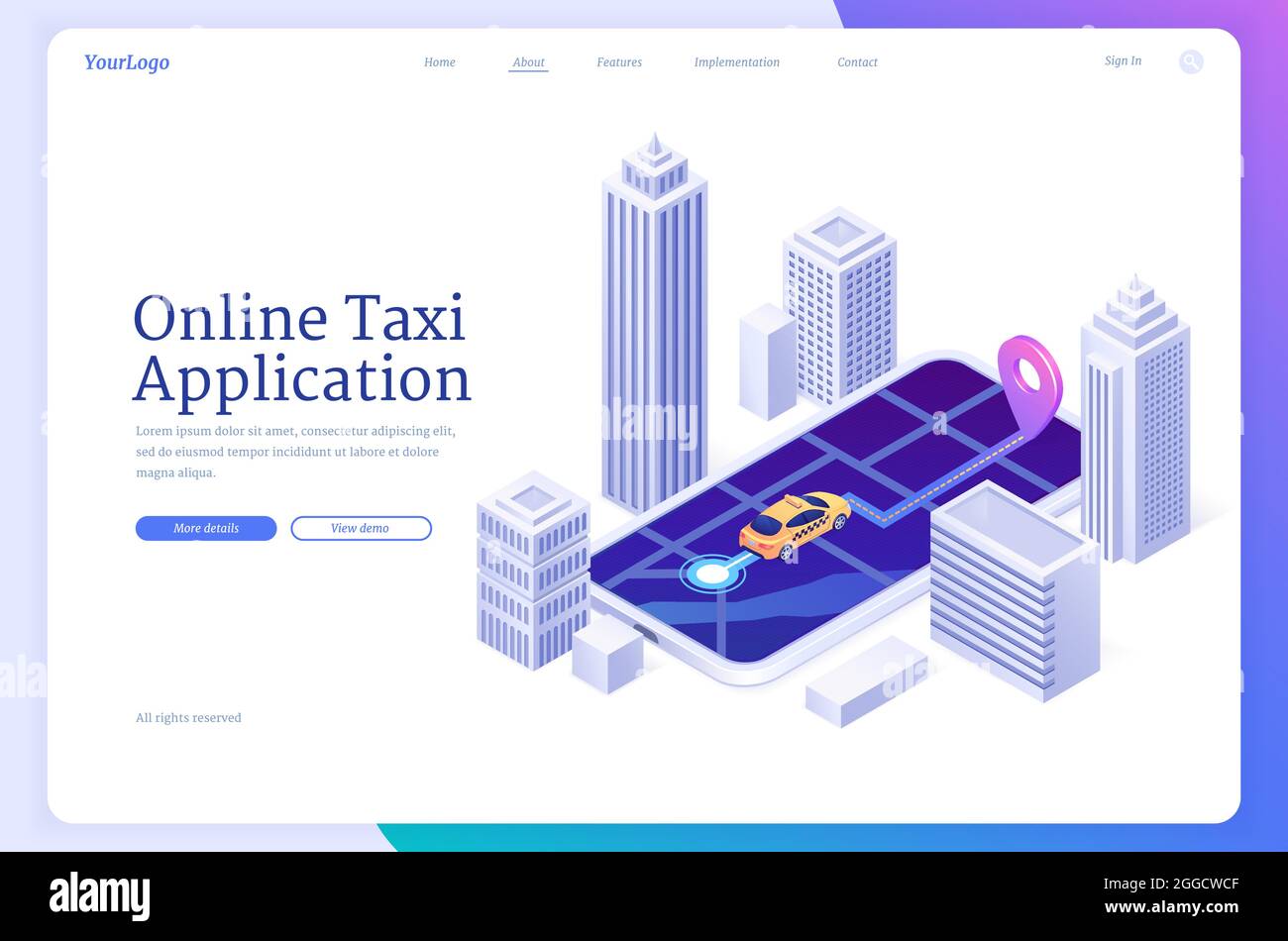 Online taxi application banner. Mobile app for order passenger carrier ...