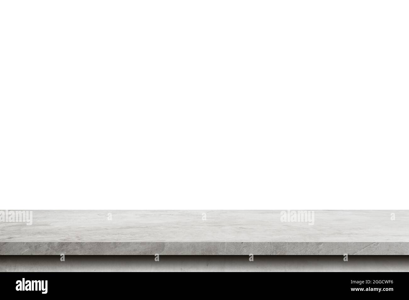 Empty cement table on isolated white background with copy space and ...