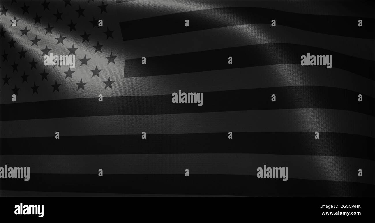 All black American Flag, All black USA flag with waving folds, close up ...