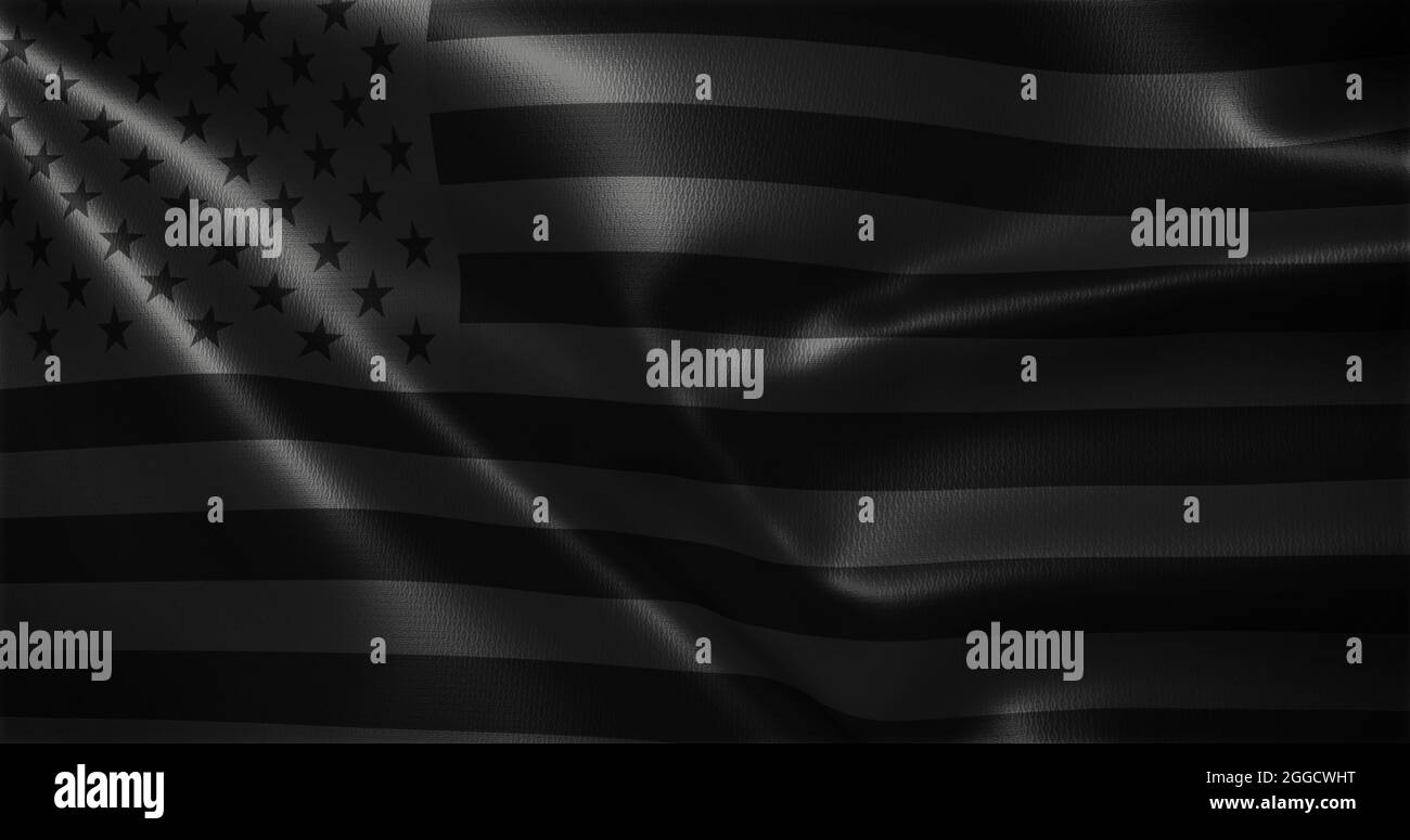 All black American Flag, All black USA flag with waving folds, close up ...
