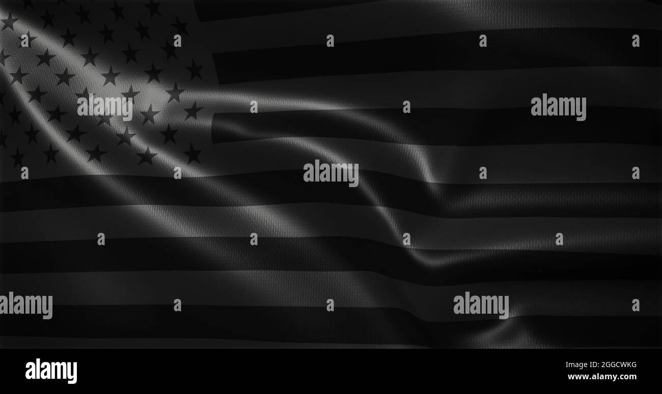 All black American Flag, All black USA flag with waving folds, close up ...
