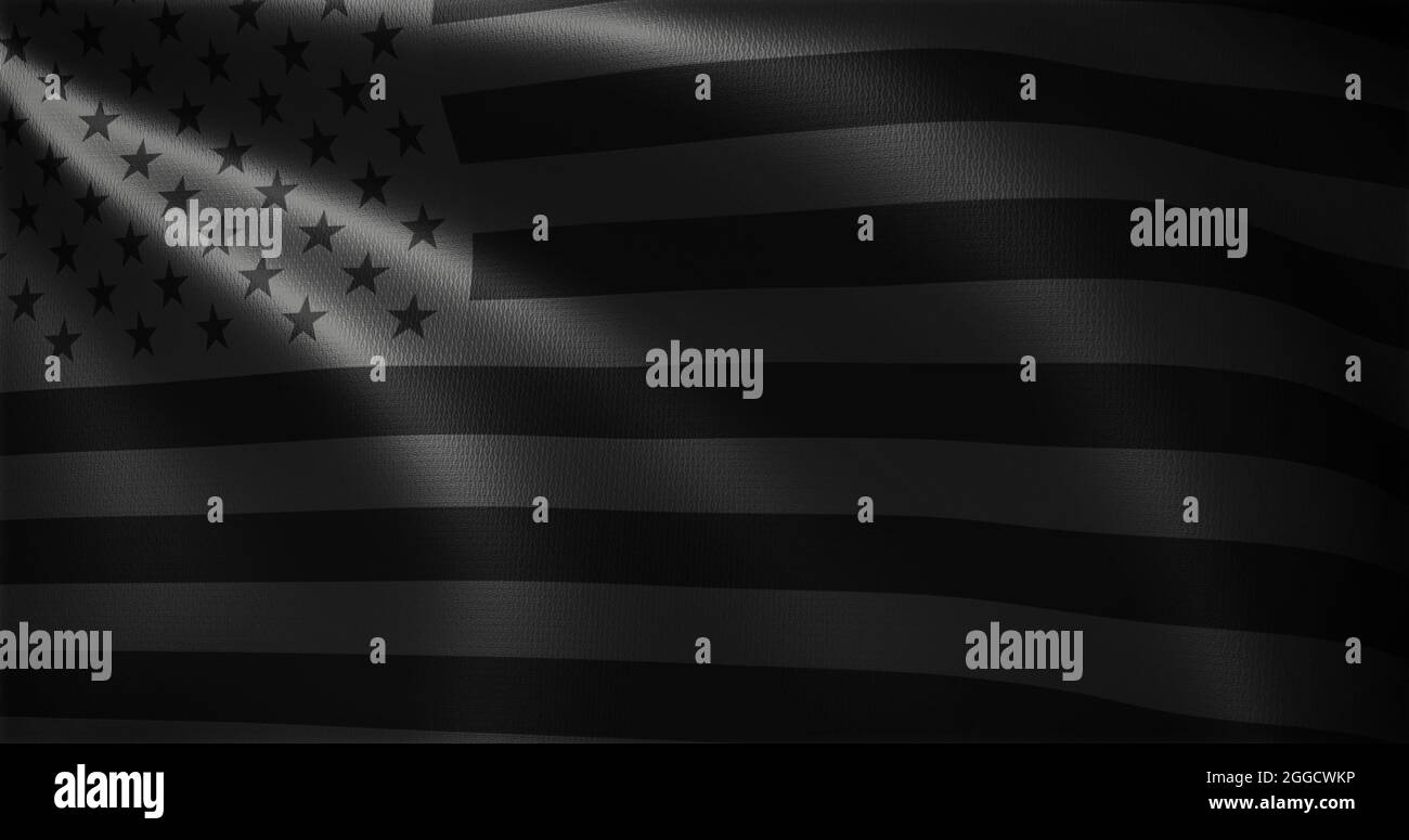 All black American Flag, All black USA flag with waving folds, close up ...