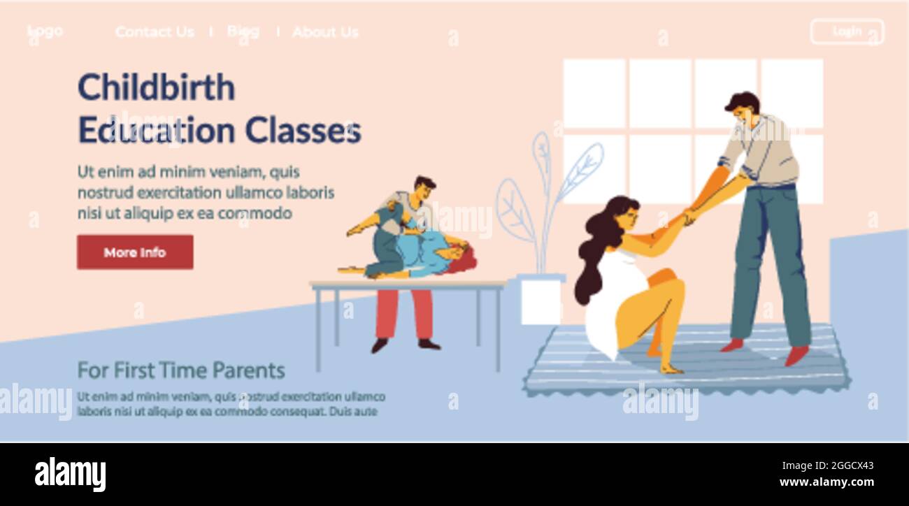 Childbirth education classes, woman with husband Stock Vector Image ...