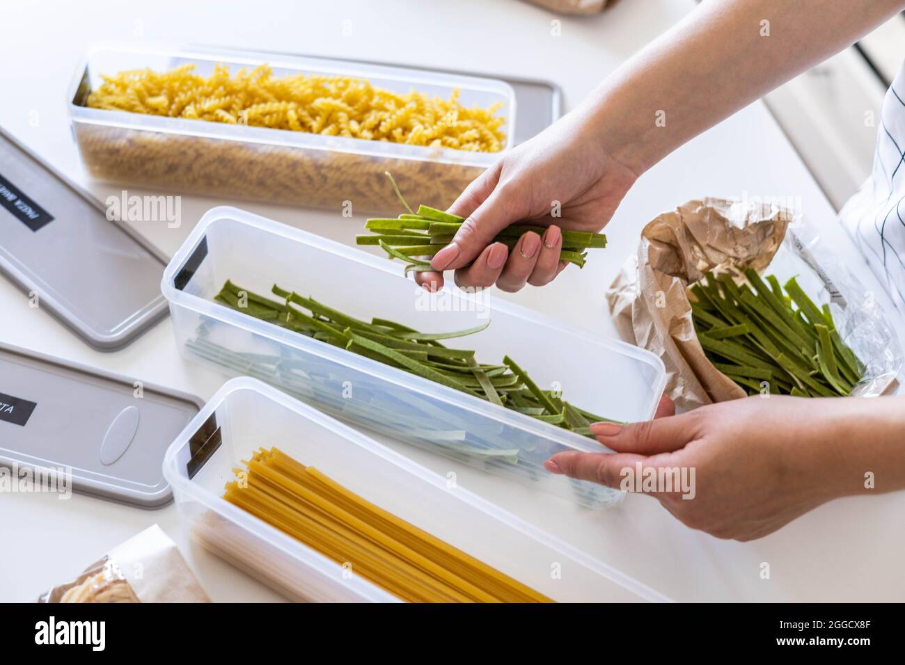 Top view female housewife placing sorting different kinds of vegan ...