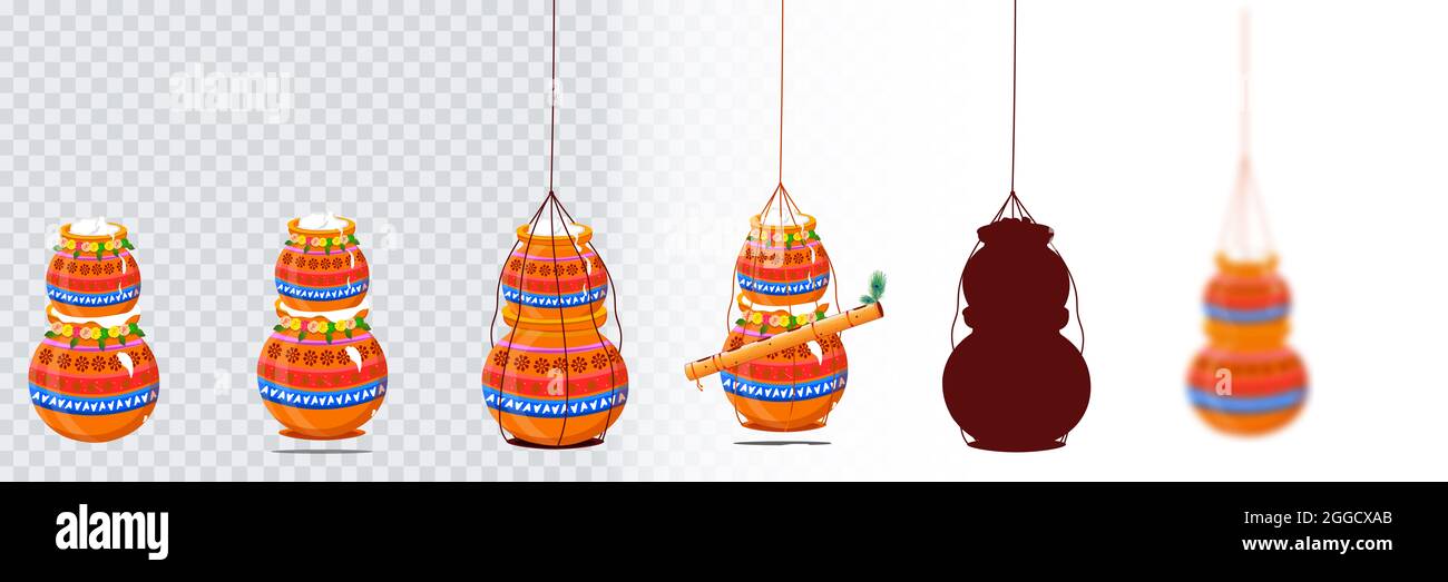 A set of isolated pot designs on a transparent background. Designs are ...