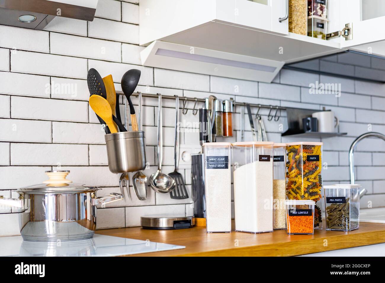 Closeup transparent case box with title names for comfortable keeping ...