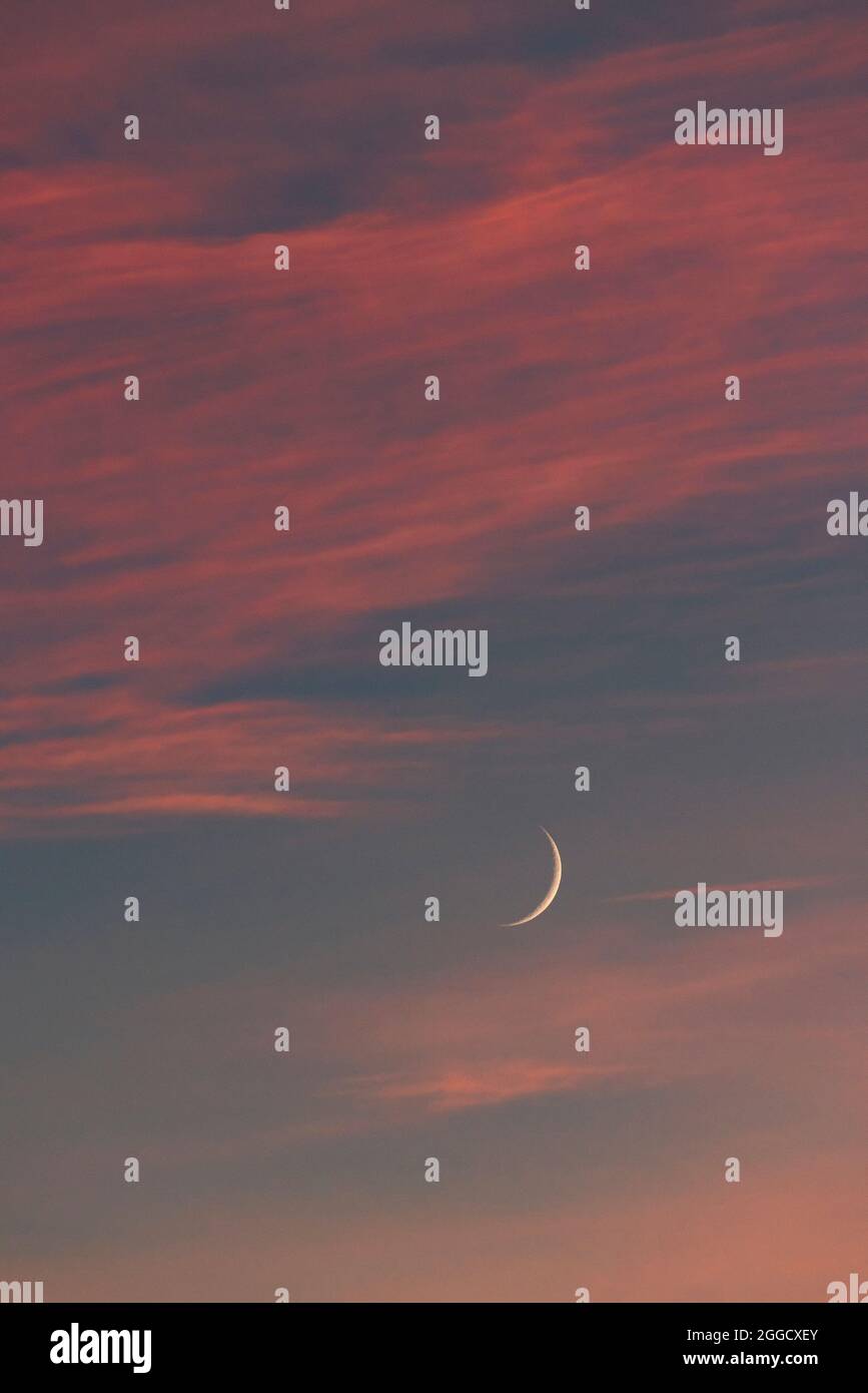 Red Waxing Crescent Moon