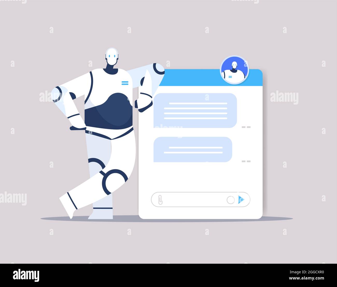 modern chatbot assistant conversation robotic character chatting by ...