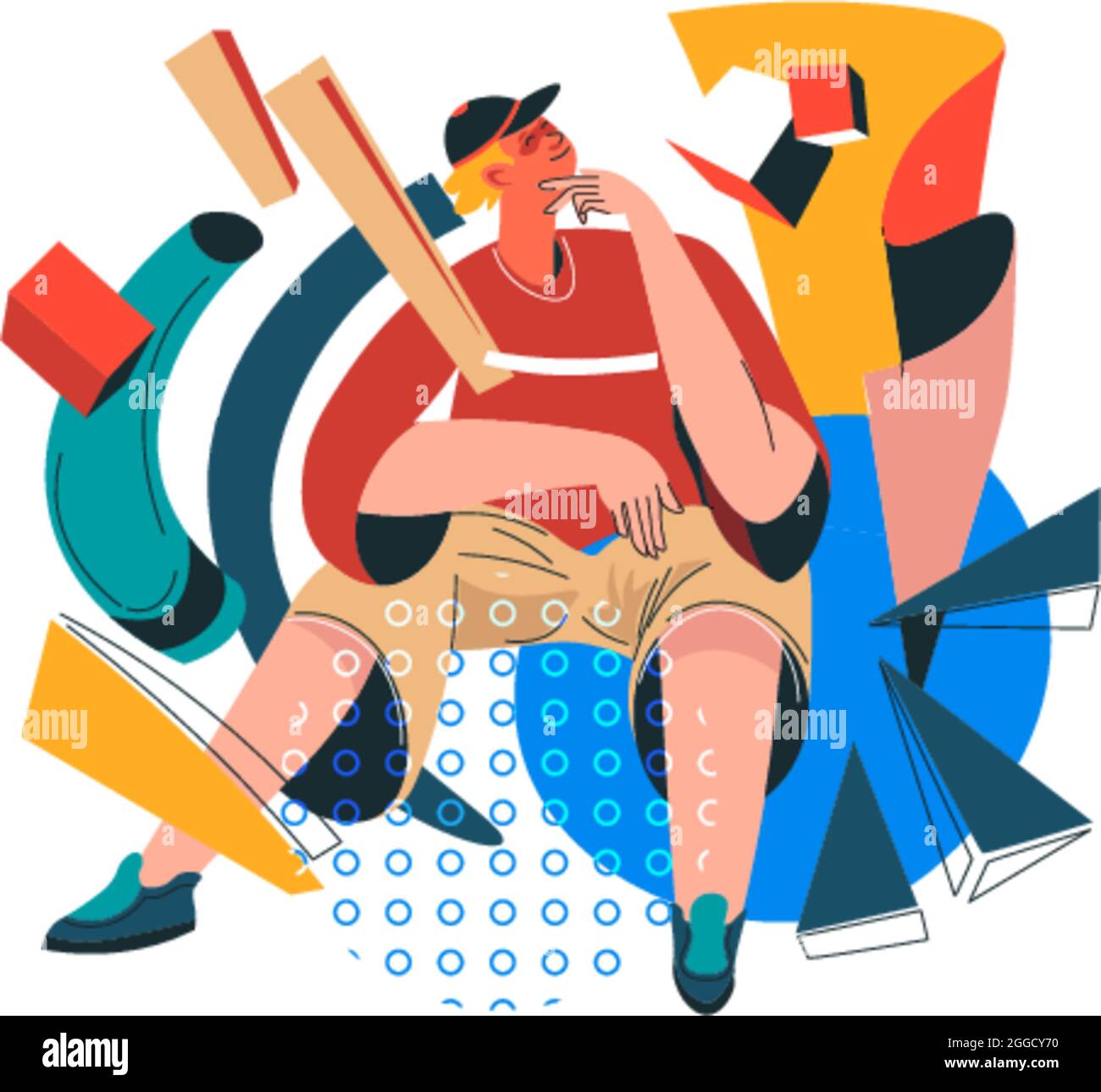 Abstract collage with thinking male character Stock Vector Image & Art ...