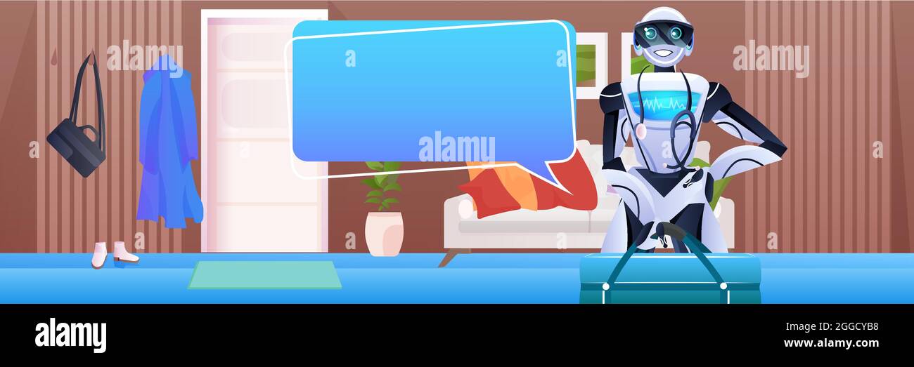 robot doctor with chat bubble online medical consultation medicine ...