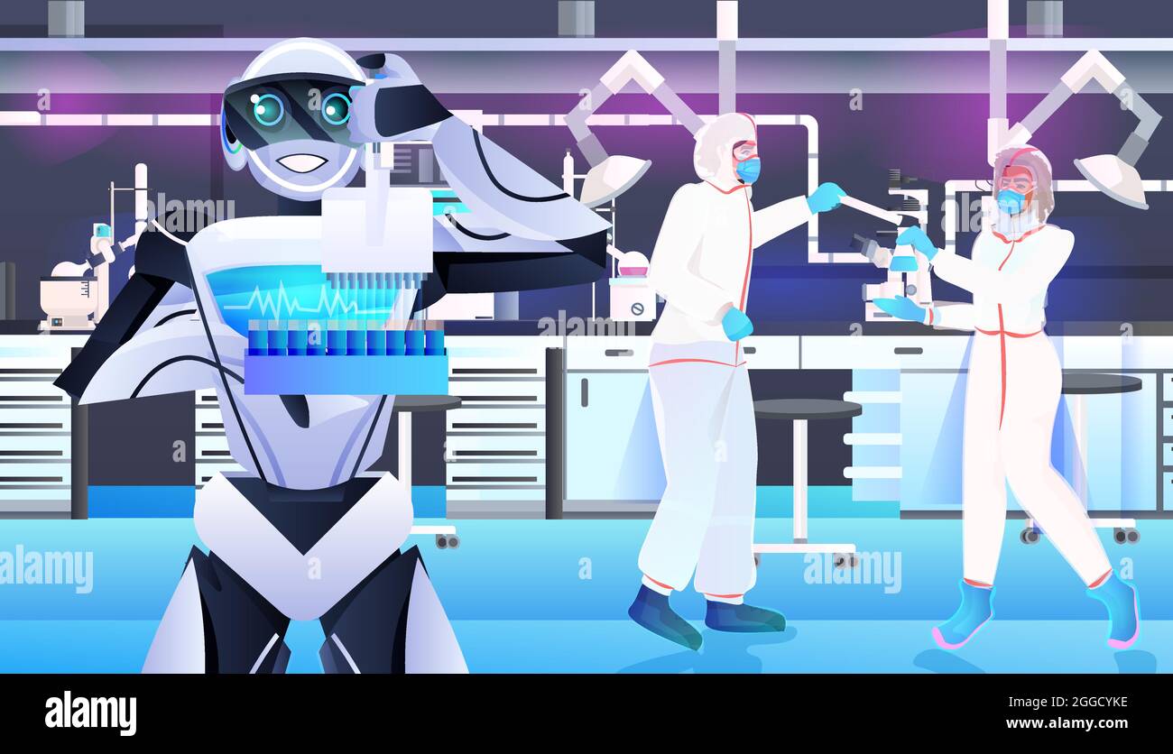 Hazmat suits in science lab Stock Vector Images - Alamy