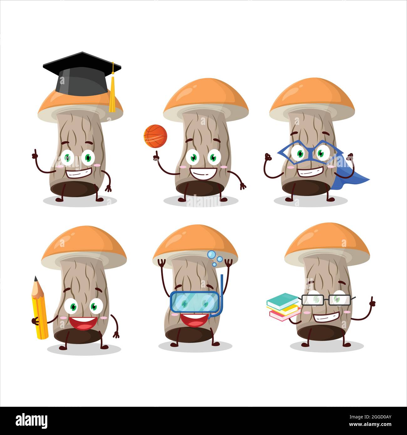 School student of scaber stalk cartoon character with various ...