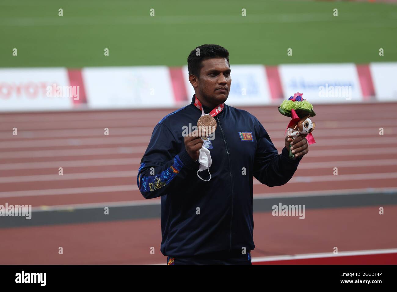 Japan. 31st Aug 2021. KODITHUWAKKU Dulan (SRI) celebrates Bronze Medal ...
