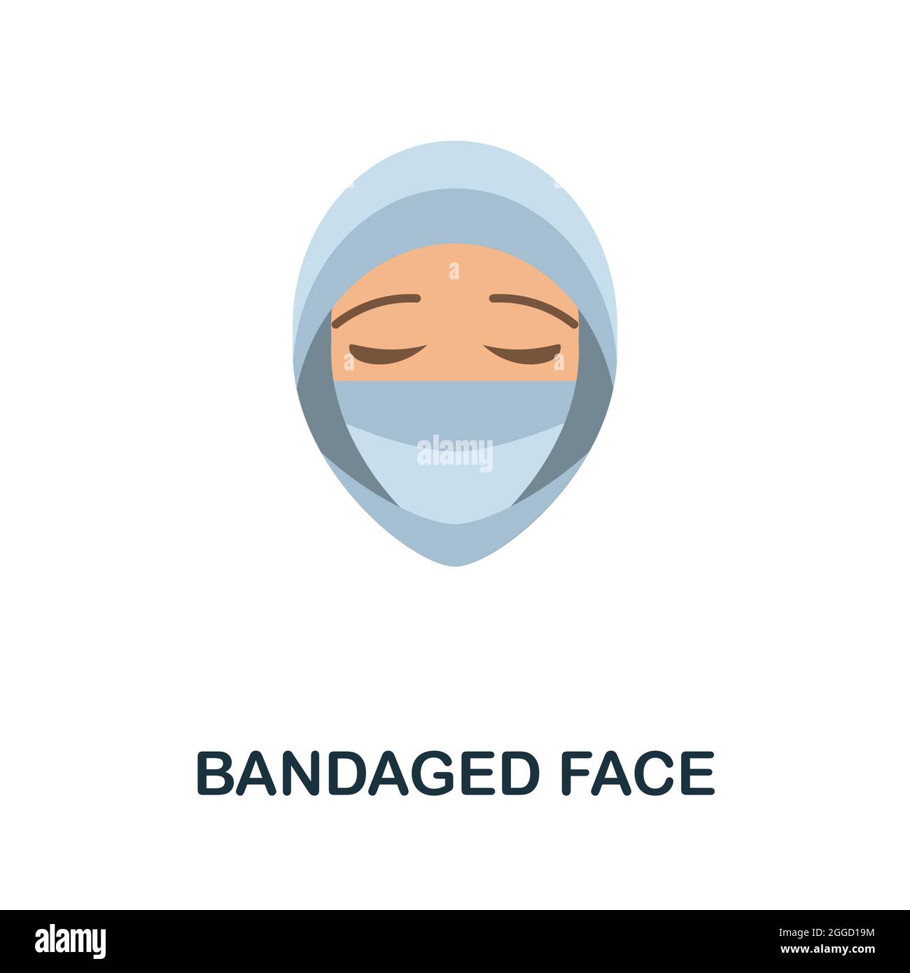 Bandaged Face flat icon. Colored sign from plastic surgery collection ...