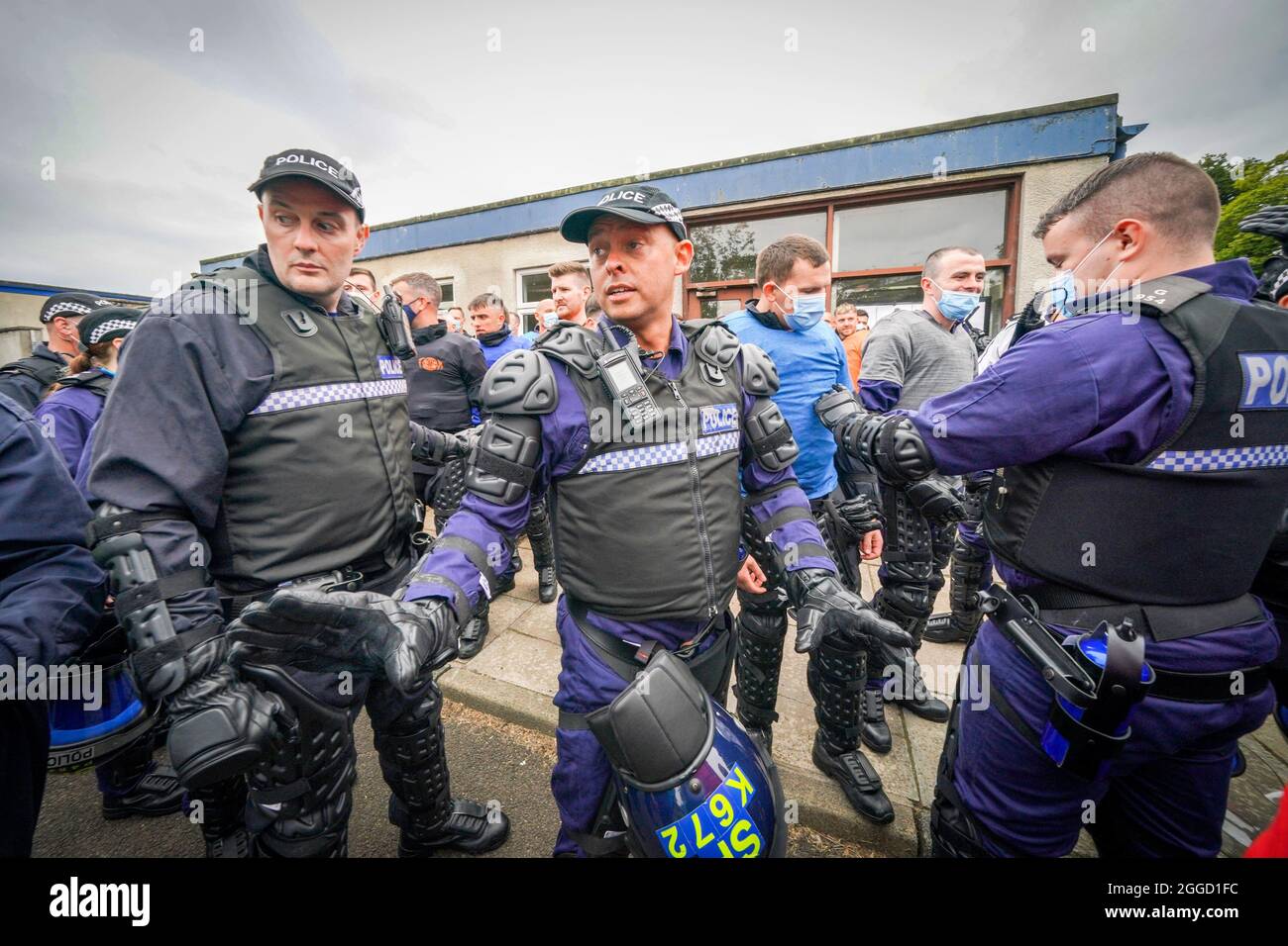 Police Scotland officers take part in a role-play exercise recreating a ...