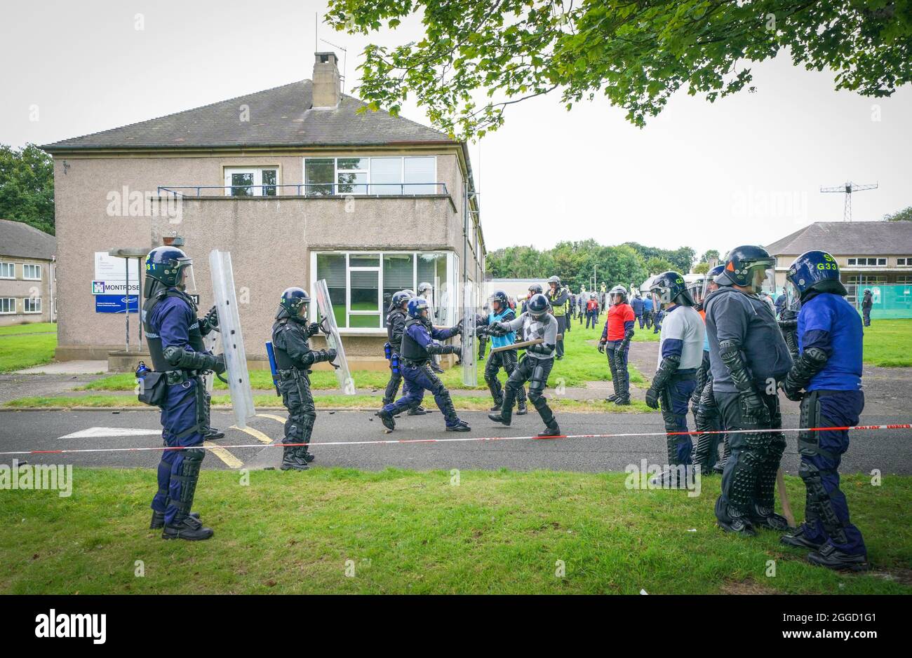 Police Scotland officers take part in a role-play exercise recreating a ...