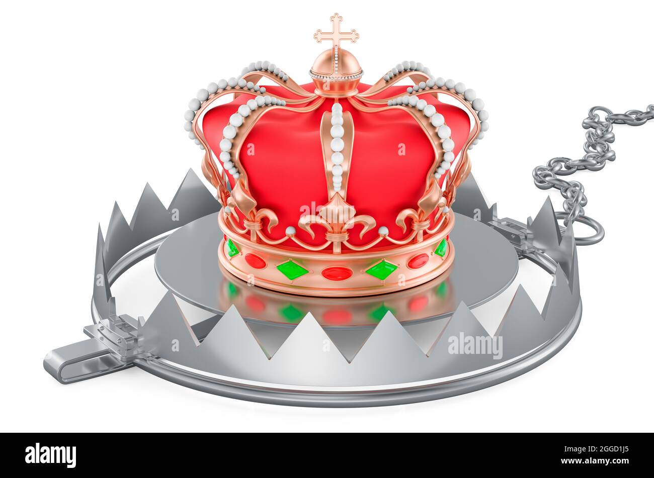 Bear Trap with golden crown, 3D rendering isolated on white background ...