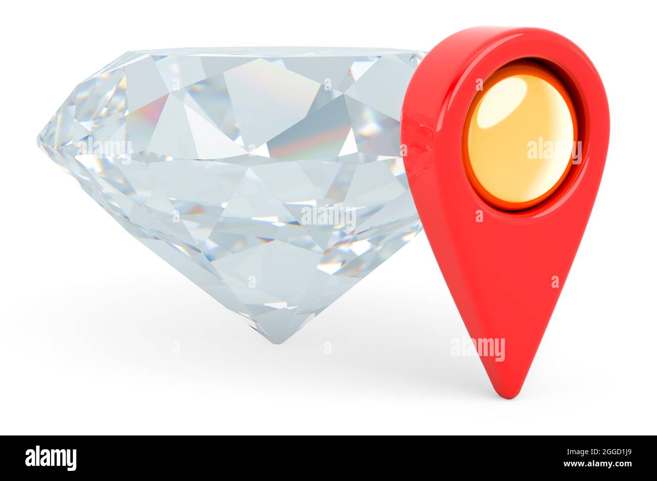 Map pointer with Diamond, 3D rendering isolated on white background ...