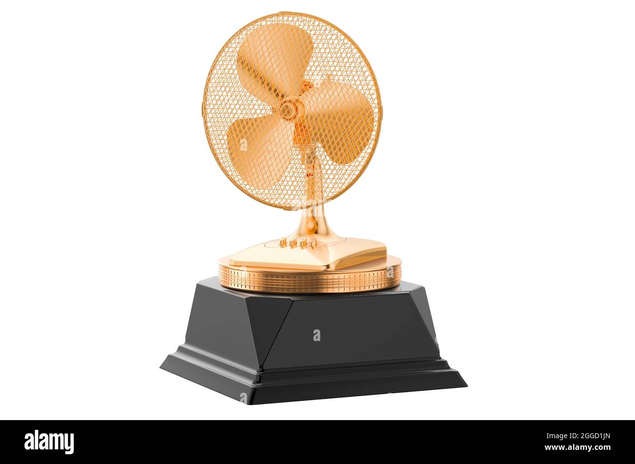Table fan golden award concept. 3D rendering isolated on white ...