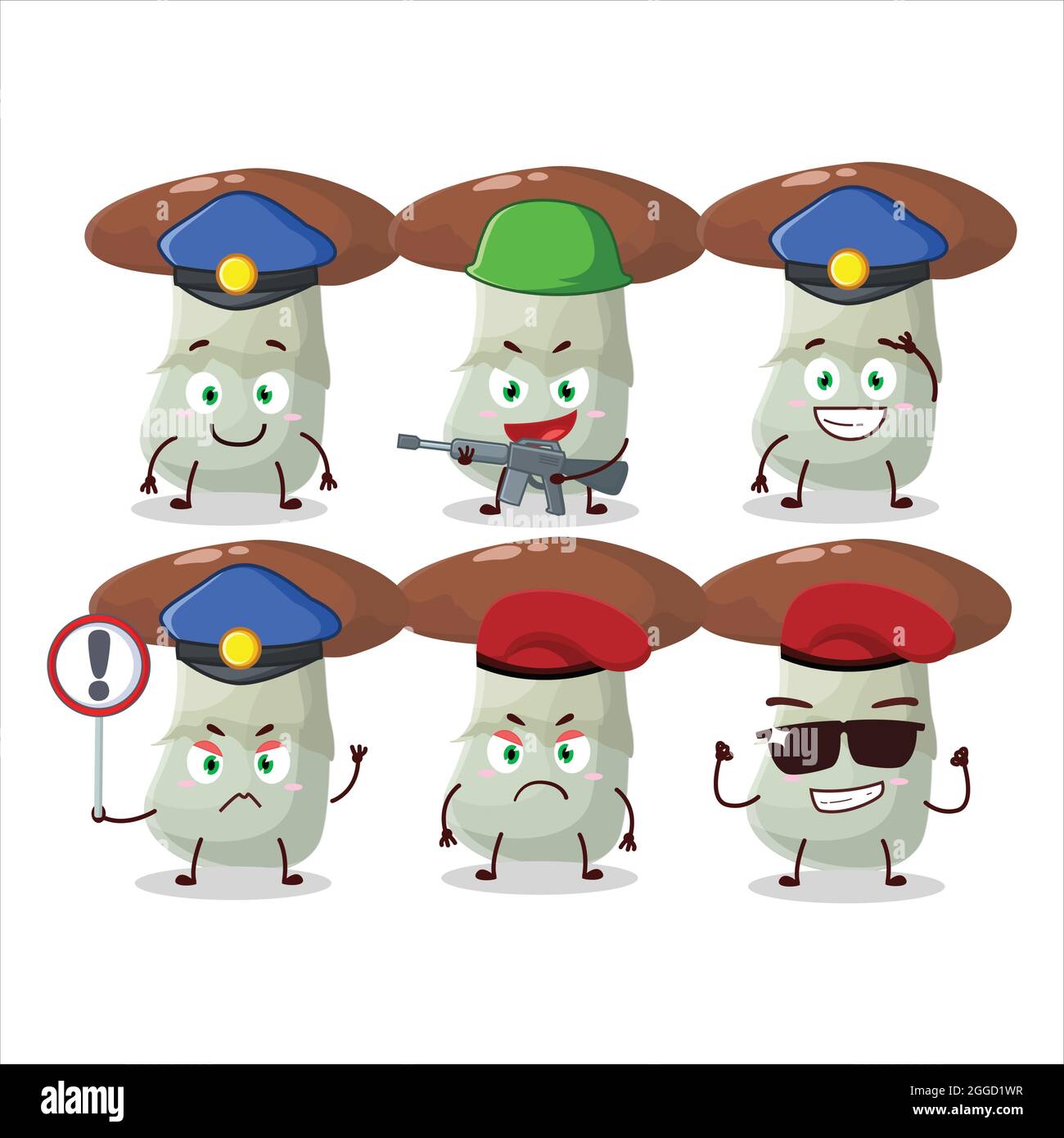 A dedicated Police officer of suillus mushroom mascot design style ...
