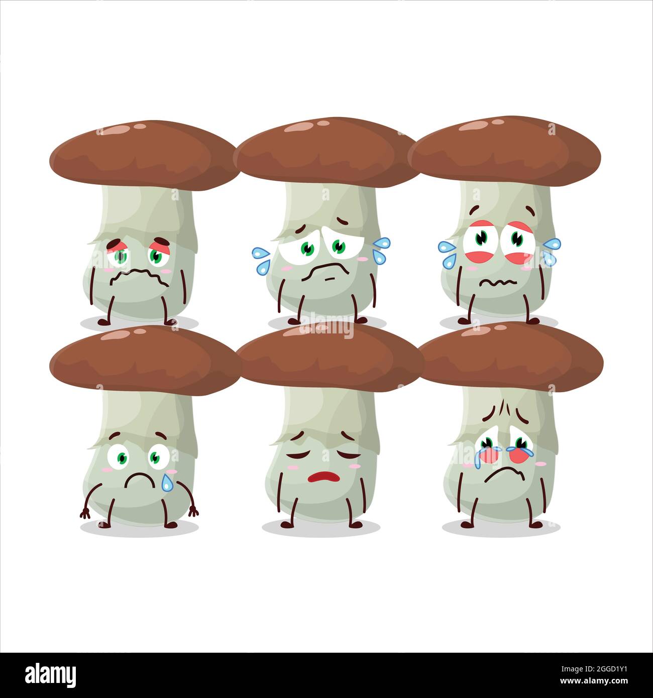 Suillus mushroom cartoon in chacracter with sad expression. Vector ...