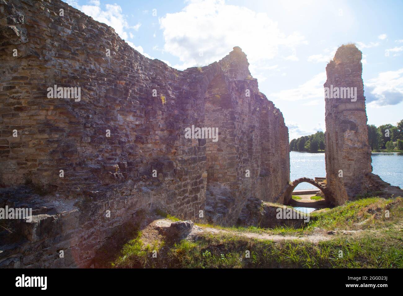 castle ruins in the town of Koknese Stock Photo - Alamy