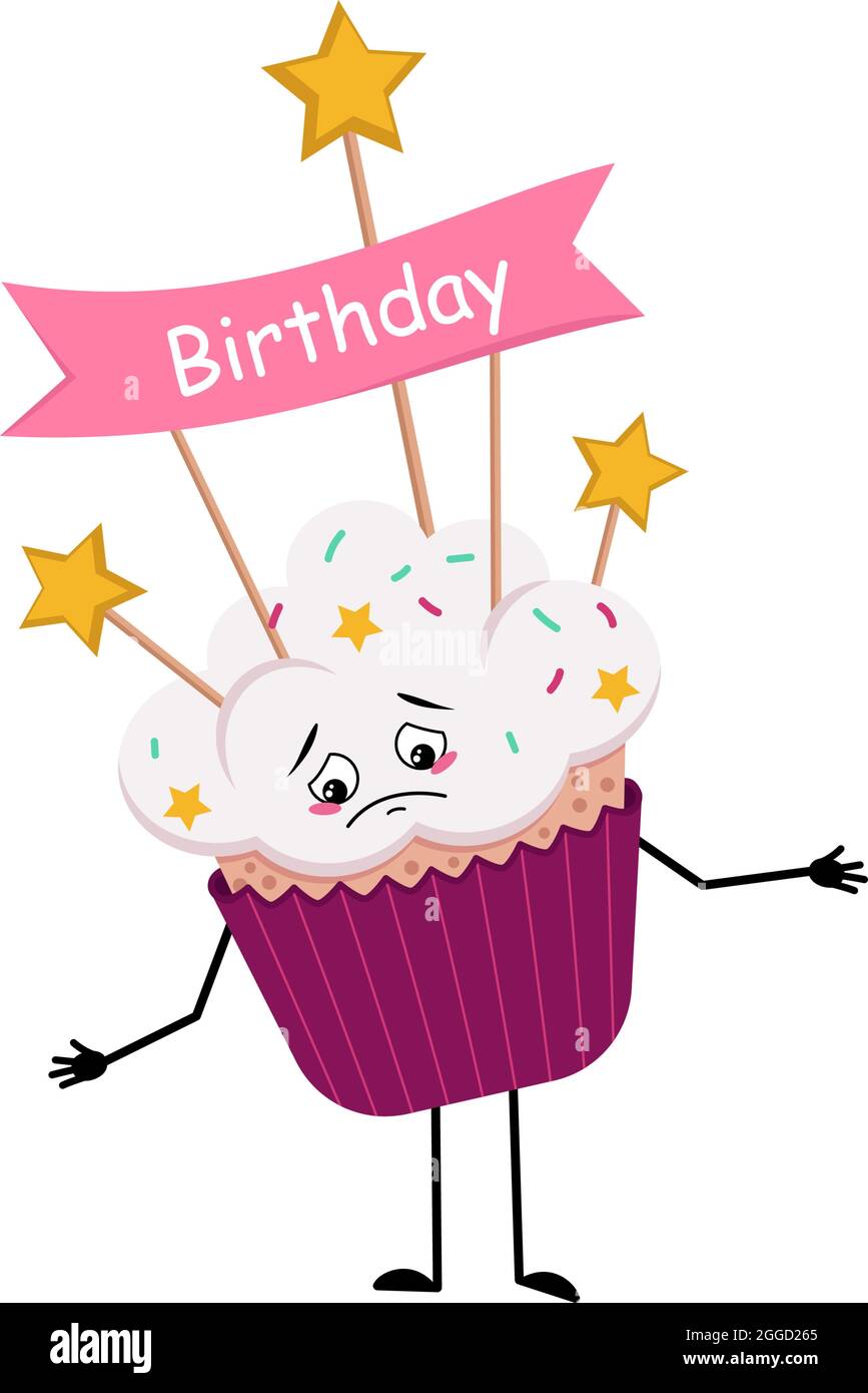 Cute Cupcake Cartoon With Face