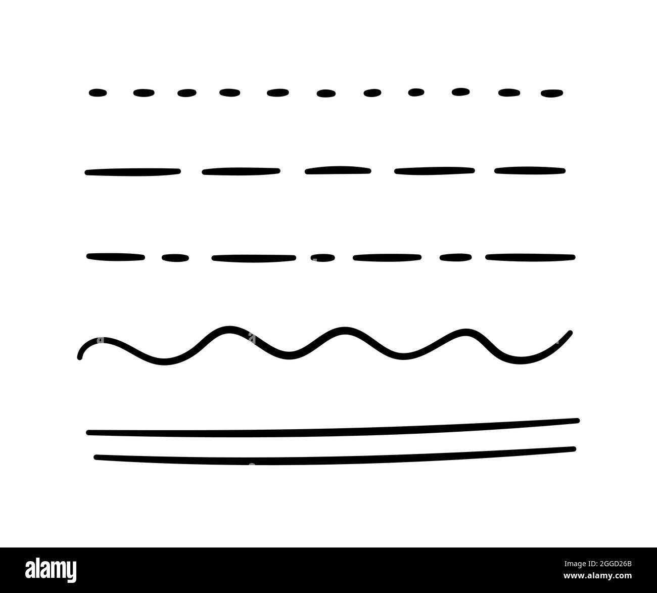 Hand drawn underline, emphasis, lines set. Brush strokes. Handmade ...