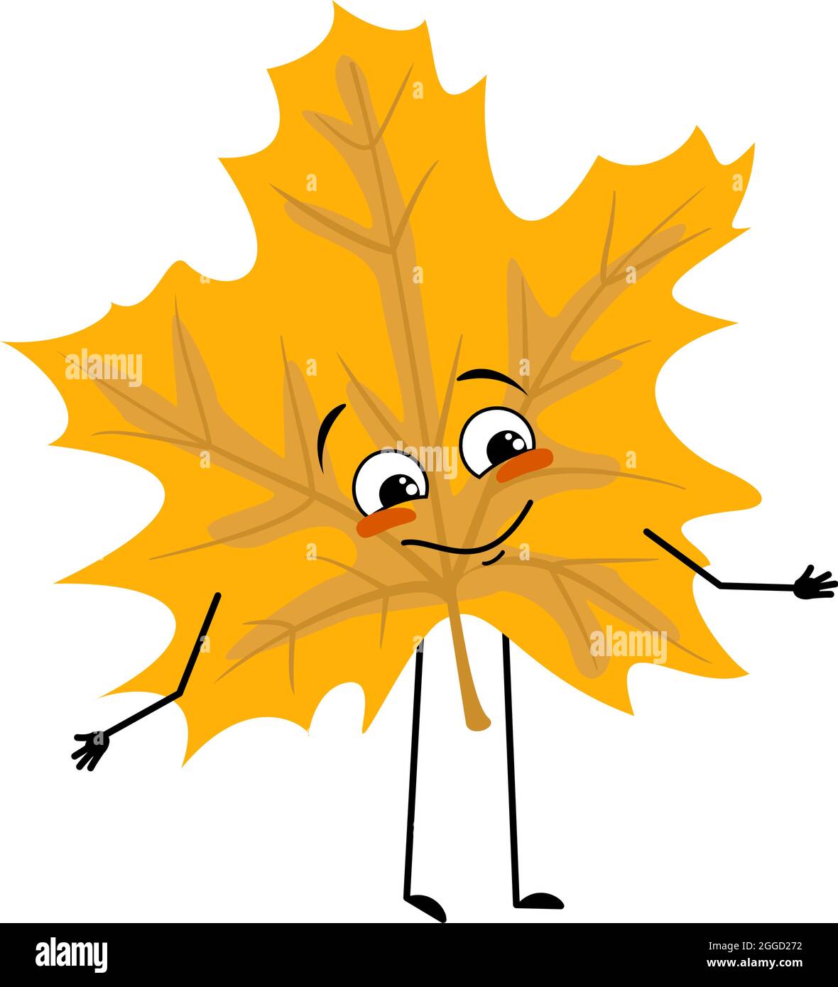 Maple leaf character with joyful emotions, smile face, happy eyes, arms ...