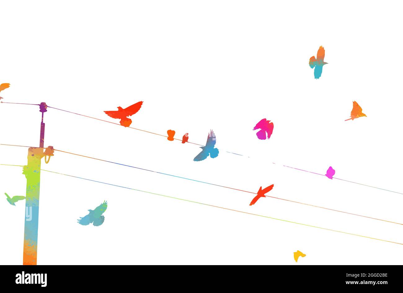 A flock of colorful birds. Vector illustration Stock Vector Image & Art ...