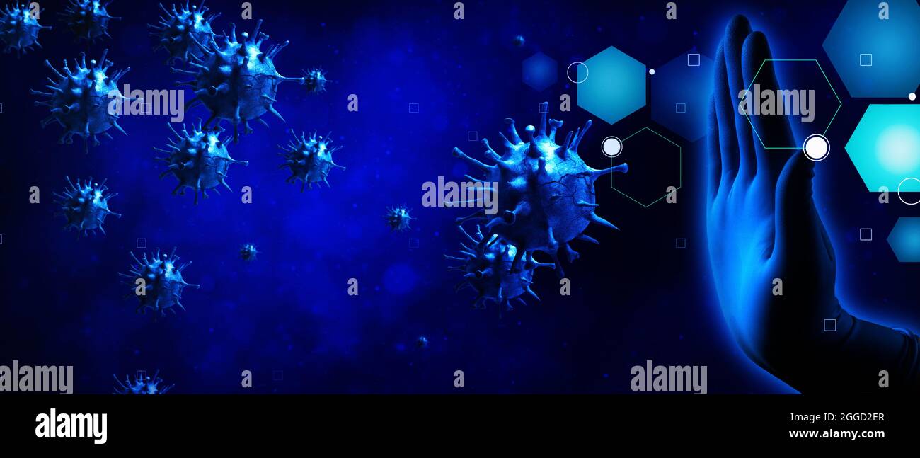 Dangerous corona virus, SARS pandemic risk concept. 3D illustration ...
