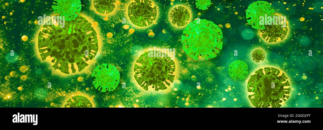 Dangerous corona virus, SARS pandemic risk concept. 3D illustration ...