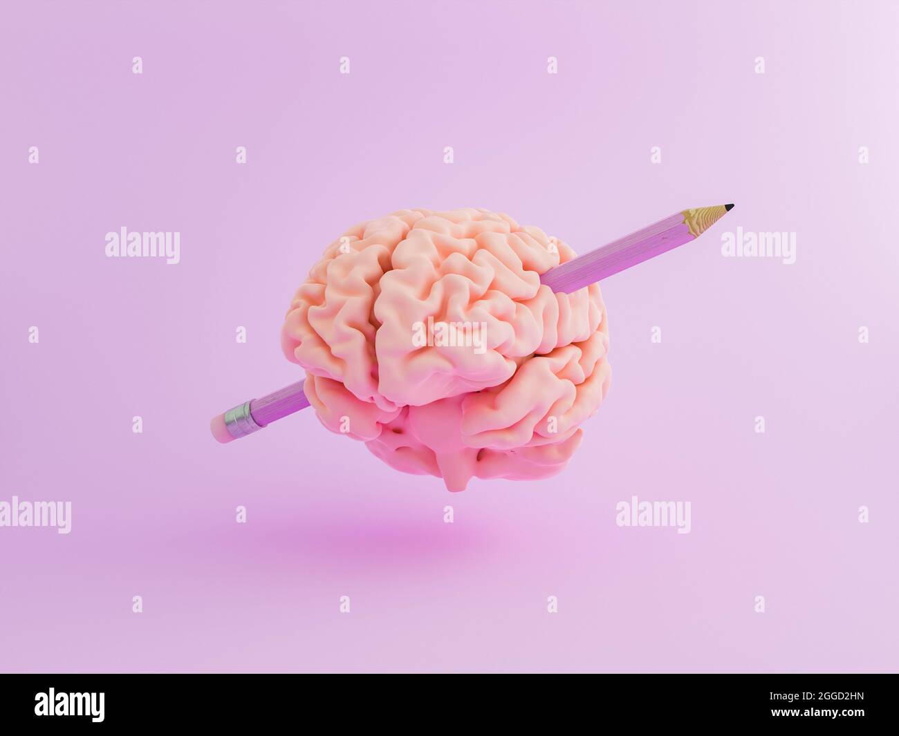 brain with a pencil through it in a minimalist scene. concept of ...