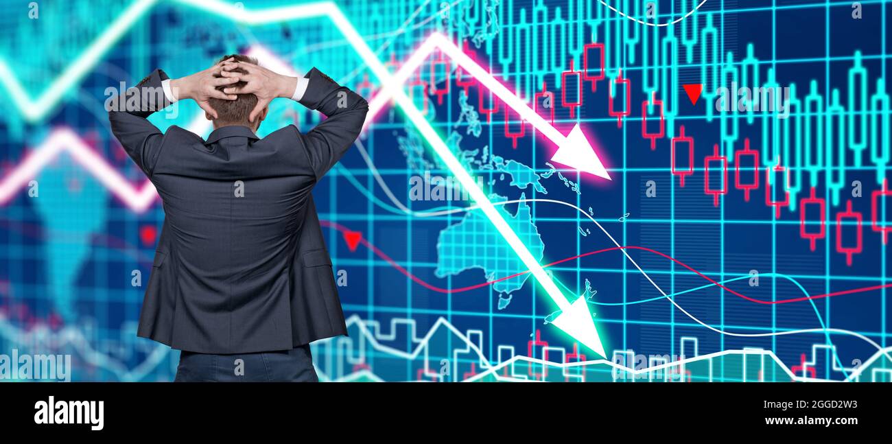 Graphs representing the stock market crash. 3d illustration Stock Photo ...