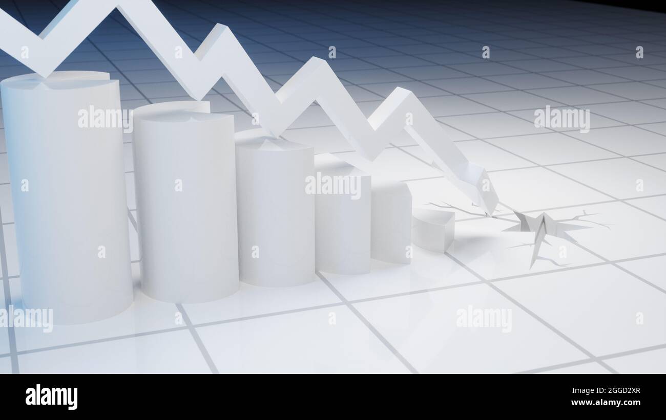 Graphs representing the stock market crash. 3d illustration Stock Photo ...